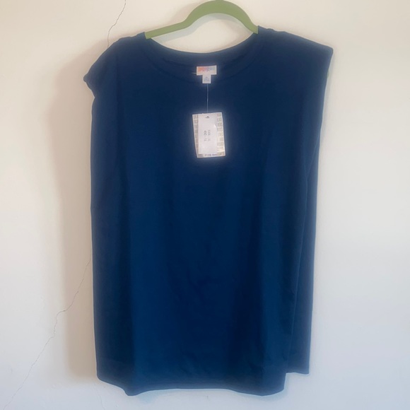 LuLaRoe | Tops | Nwt Llr Kari Shoulder Pad Tank Xl Solid Slate Blue ...